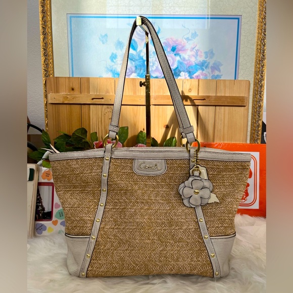 Coach | Bags | Coach Hampton Straw Tote | Poshmark